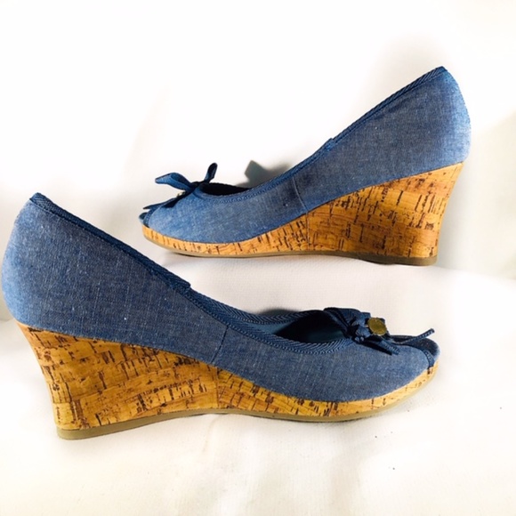 dexflex comfort | Shoes | Dexflex Comfort Blue Denim Peep Toe Cork ...